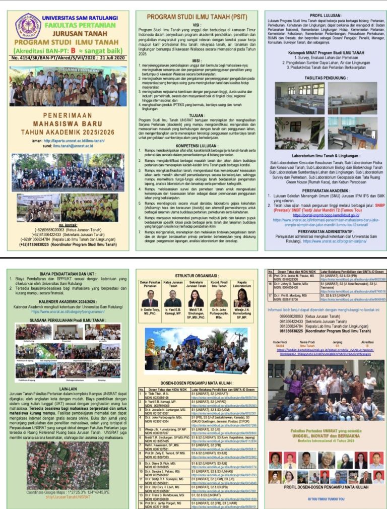 Leaflet Program Studi Ilmu Tanah Fakultas Pertanian Unsrat – Fakultas ...